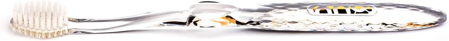 Nano-b Manual Toothbrush for Adults with Sensitive Gums, Silver Soft/Medium Bristles, Travel Case, Crystal