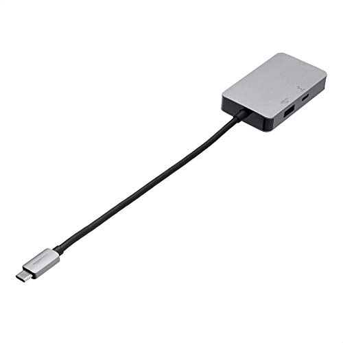 Amazon Basics USB-C 3.1 Adapter with VGA, USB 3.0 Port, USB-C ports and 100W Power Delivery, Gray