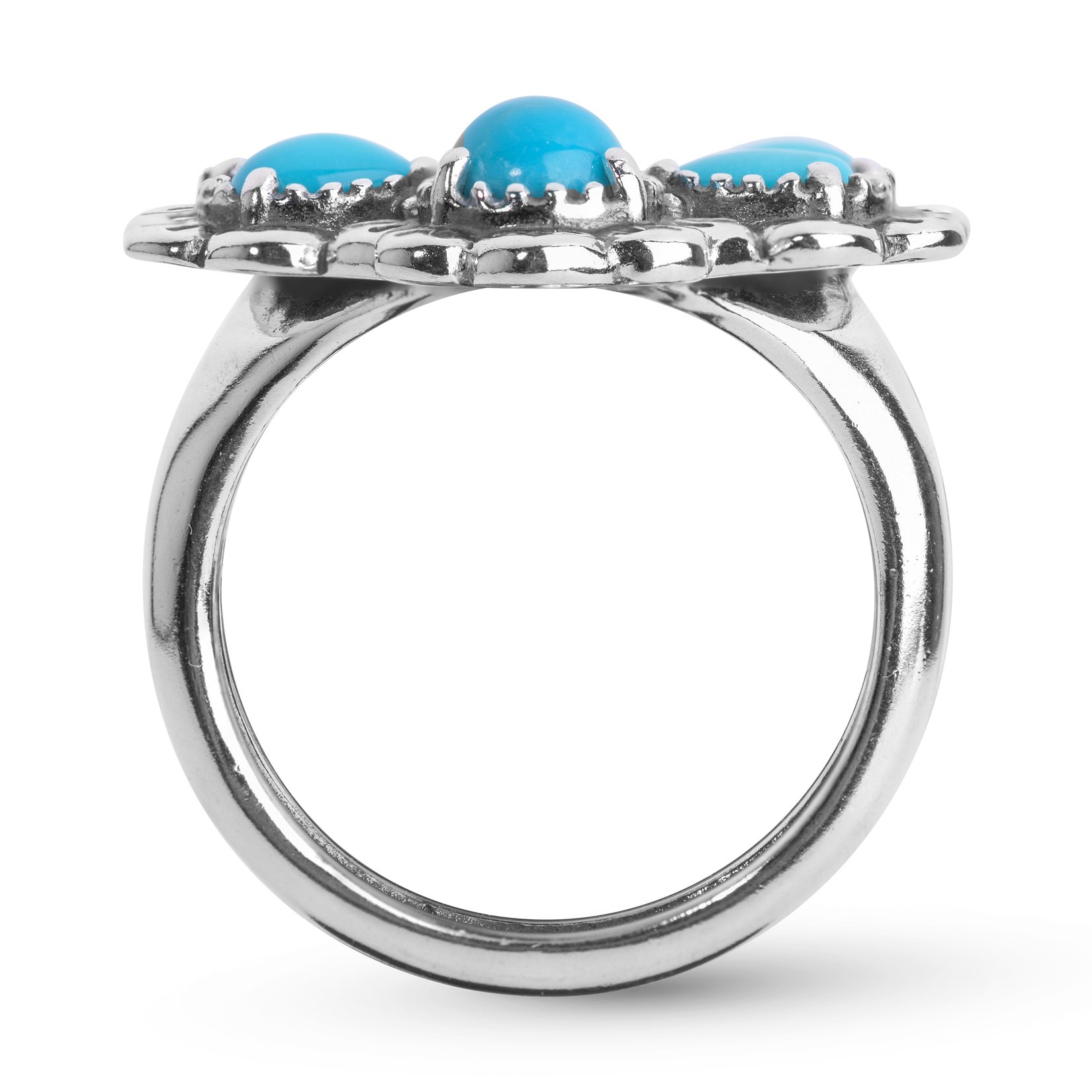 American West Sterling Silver Sleeping Beauty Turquoise Gemstone 5-Stone Ring Size 8