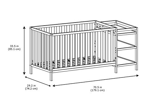 Storkcraft Pacific 4-in-1 Convertible Crib and Changer, Espresso Easily Converts to Toddler Bed, Day Bed or Full Bed, 3 Position Adjustable Height Mattress