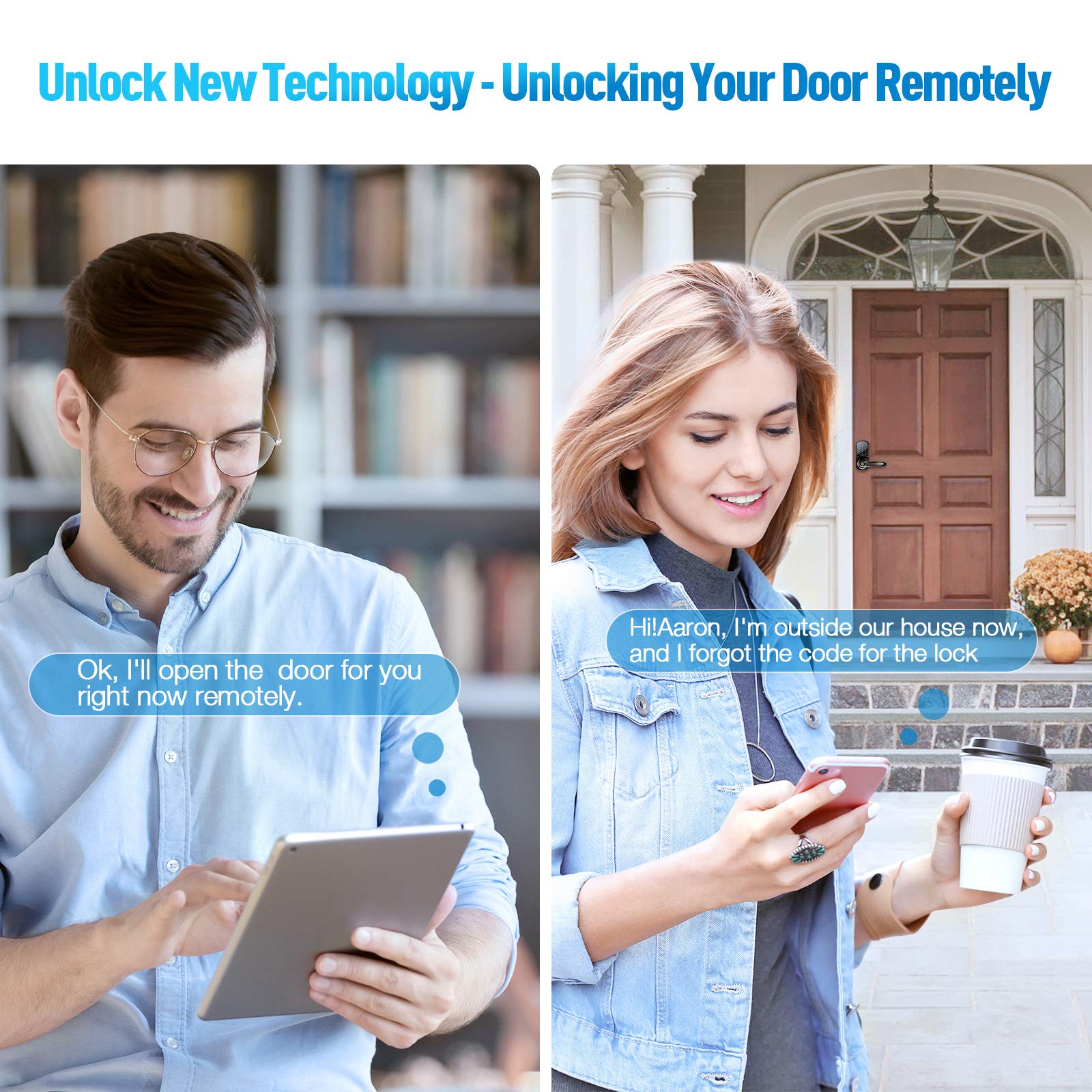 Aibocn Smart Lock, Keyless Entry Door Lock with Bluetooth, Touchscreen Keypad Deadbolt Lock with App, Fingerprint, IC Card, Code, Easy to Install for Home Hotel Apartment, Reversible Door Lever