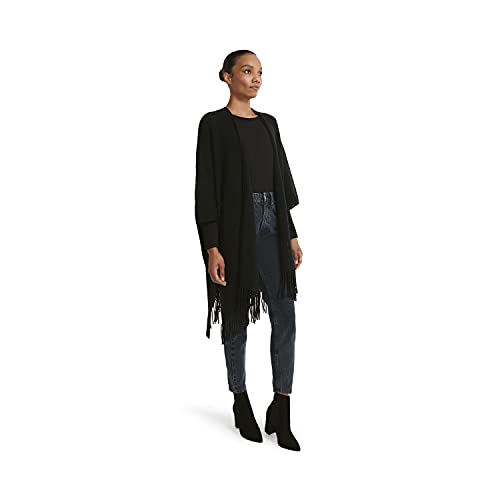 Steve Madden Women's Open Weave Knit Ruana, Black, One Size