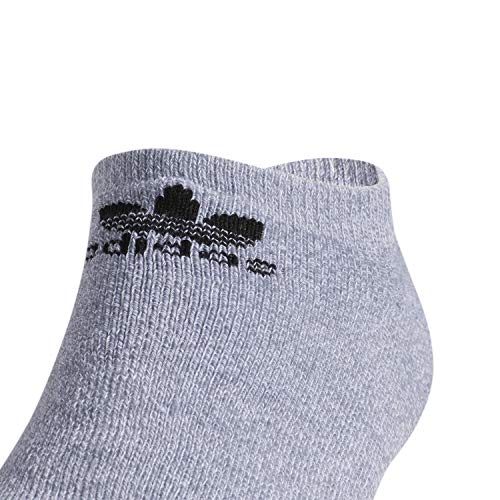 adidas Originals Trefoil No Show Socks (6-Pair), Grey/Onix Grey/Black, Large