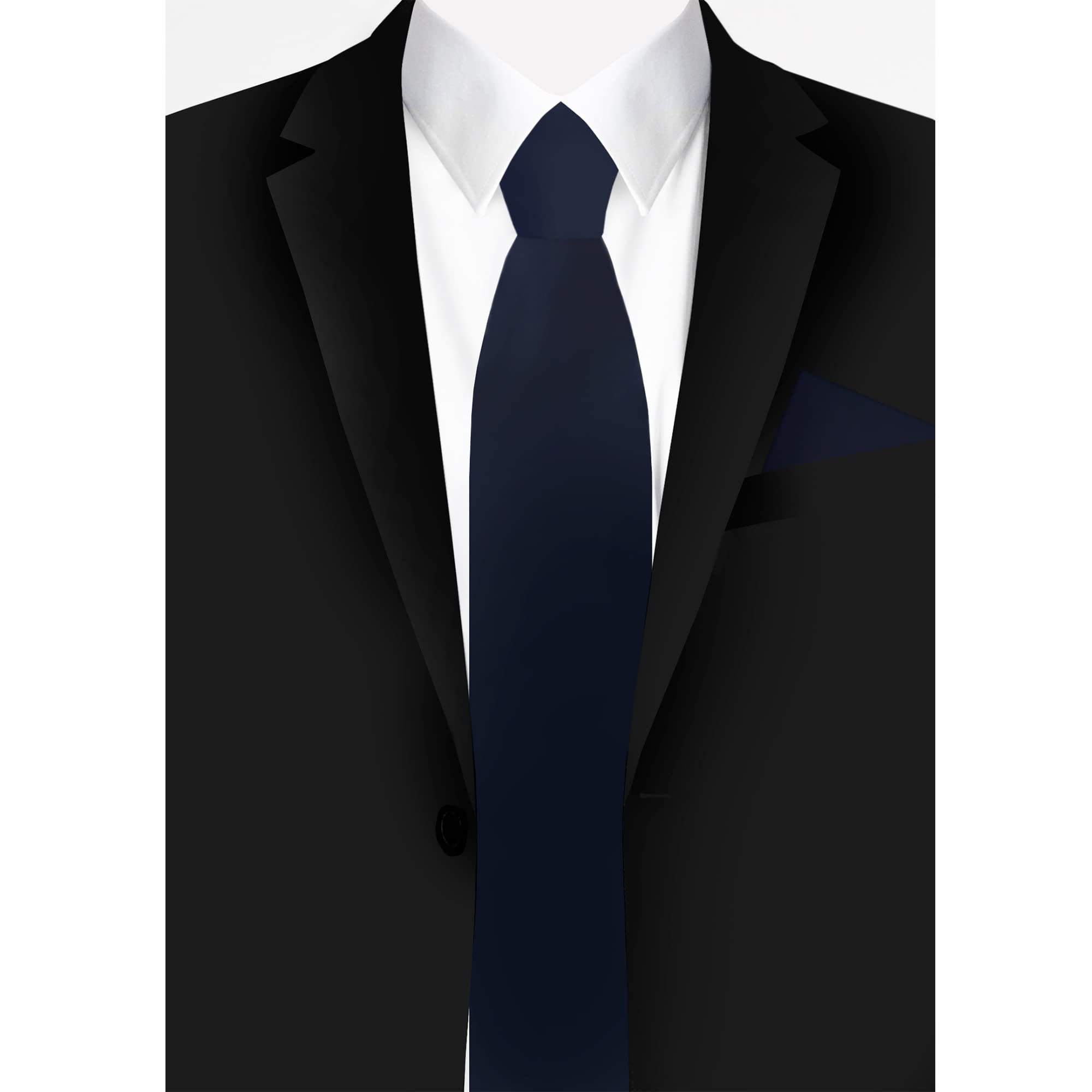 Jacob Alexander Men's Extra Long Solid Color Tie - Navy