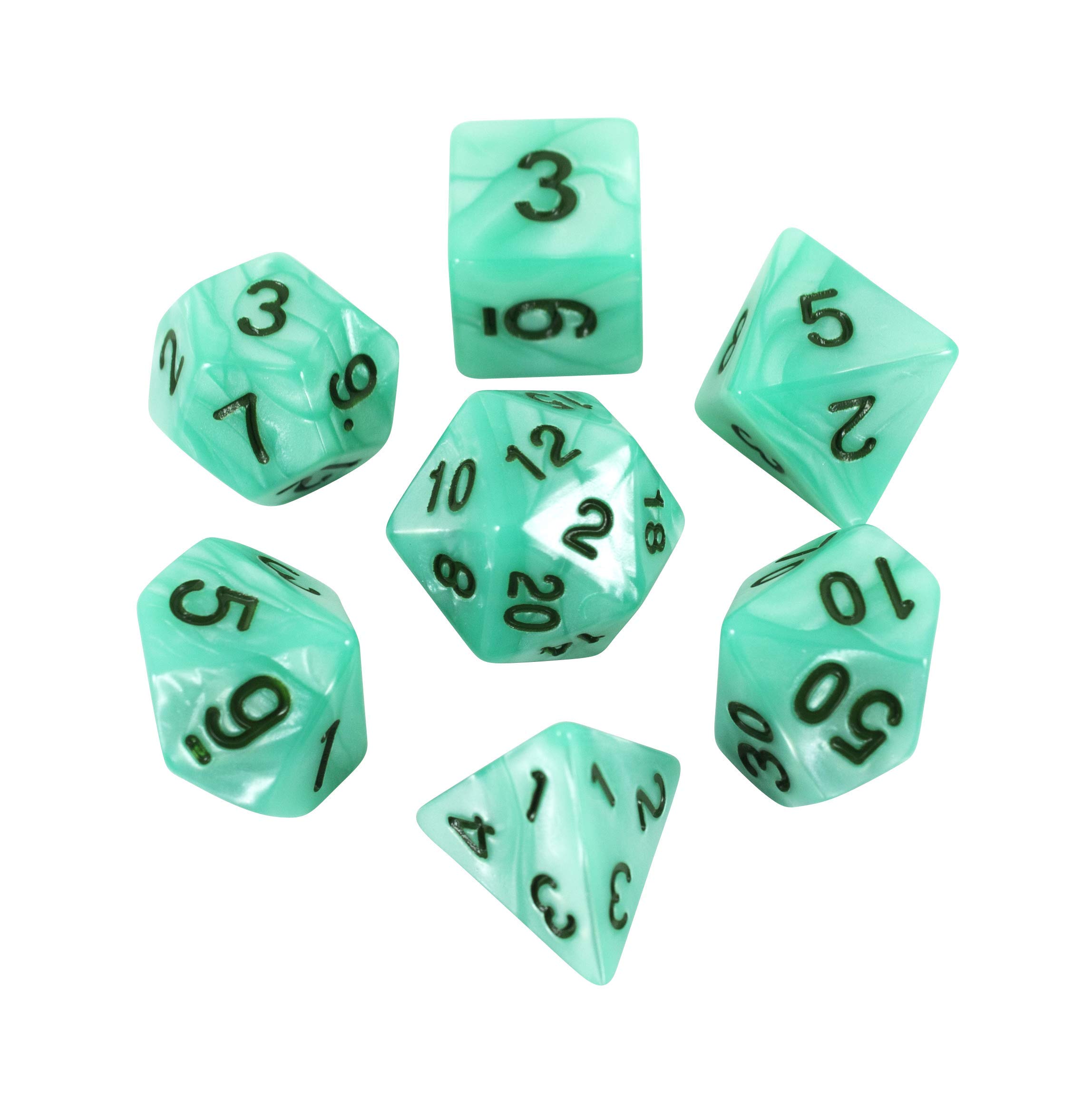 Turquoise Pearl RPG Dice - Full Polyhedral Set - 'Aqua'