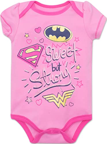 WARNER BROS Justice League Newborn Baby Girls 5 Pack Cosplay Costume Bodysuits Logo Girls 0-3 Months