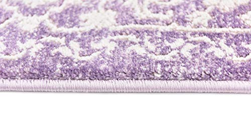 Unique Loom Traditional Classic Intricate Design Distressed Vintage Detail, Area Rug, 4 ft x 6 ft, Purple/Ivory