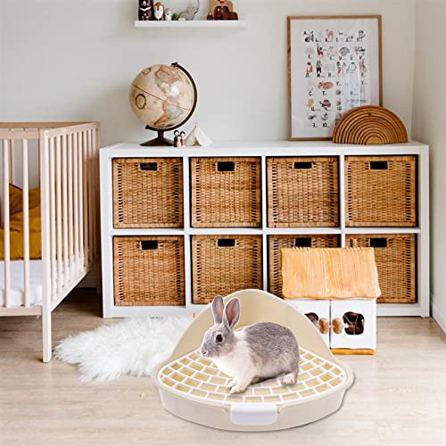 Triangle Potty Trainer Corner Litter Bedding Box Pet Pan for Small Animal/Rabbit/Guinea Pig/galesaur/Hamster/Ferret(White)(9.64"x6.89"x4")