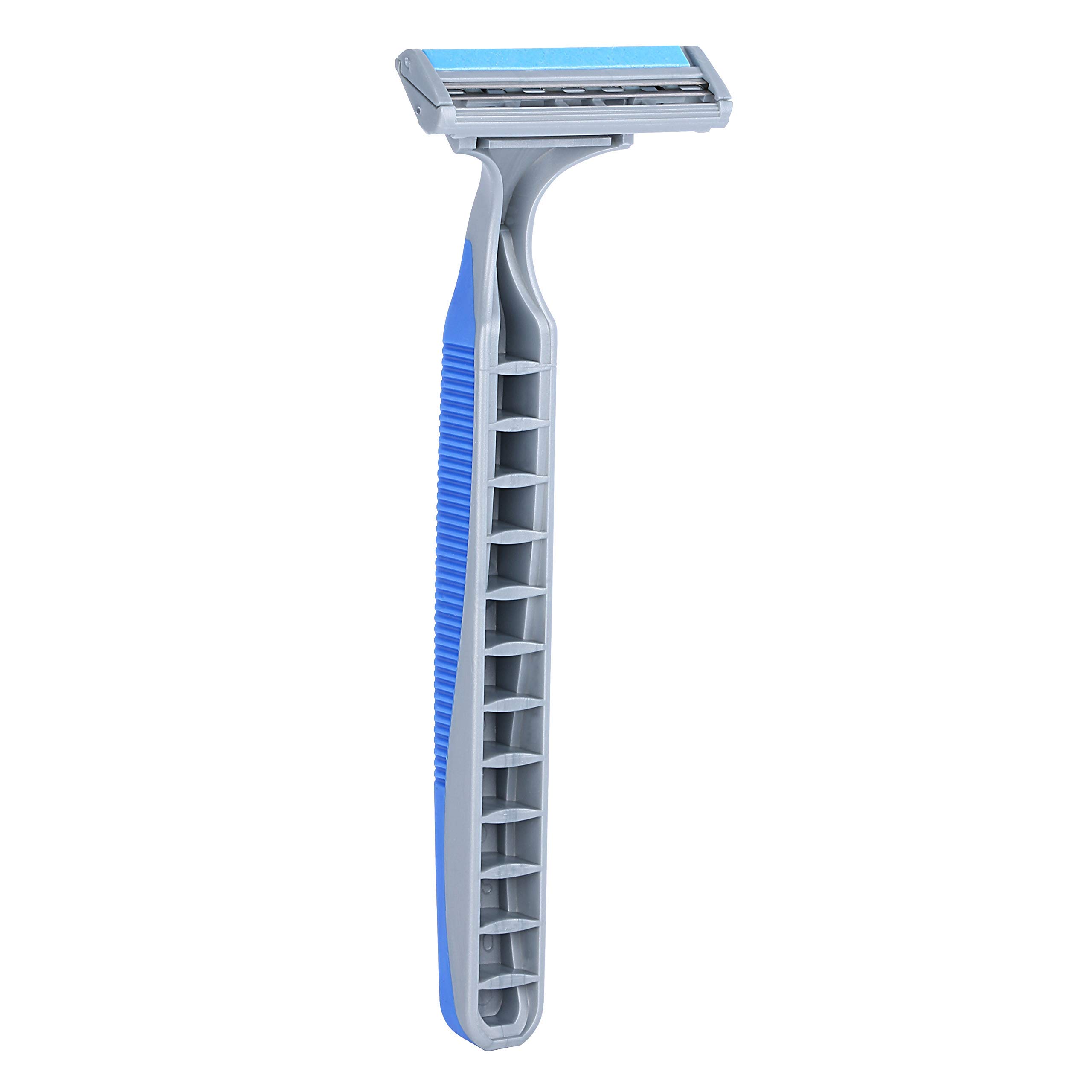 Amazon Brand - Solimo Twin Blade Pivoting Disposable Razors with Rubber Grip, 32 count