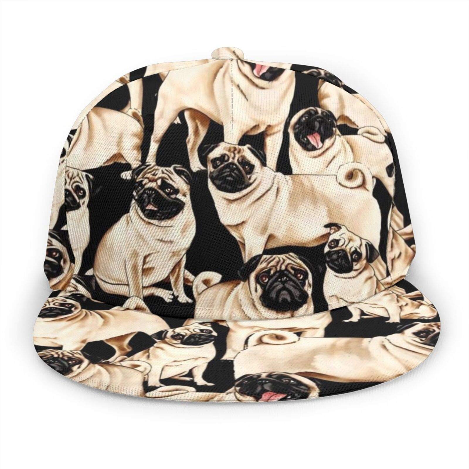 antkondnm Pugs Snapback Hat Unisex Trucker Hat Hip Hop Plaid Flat Bill Brim Adjustable Baseball Cap
