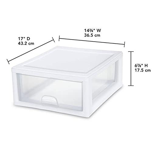Sterilite 27 Quart (4 Pack) and 16 Quart (6 Pack) Stackable Clear Plastic Storage Drawer Containers for Home and Office Organization, White