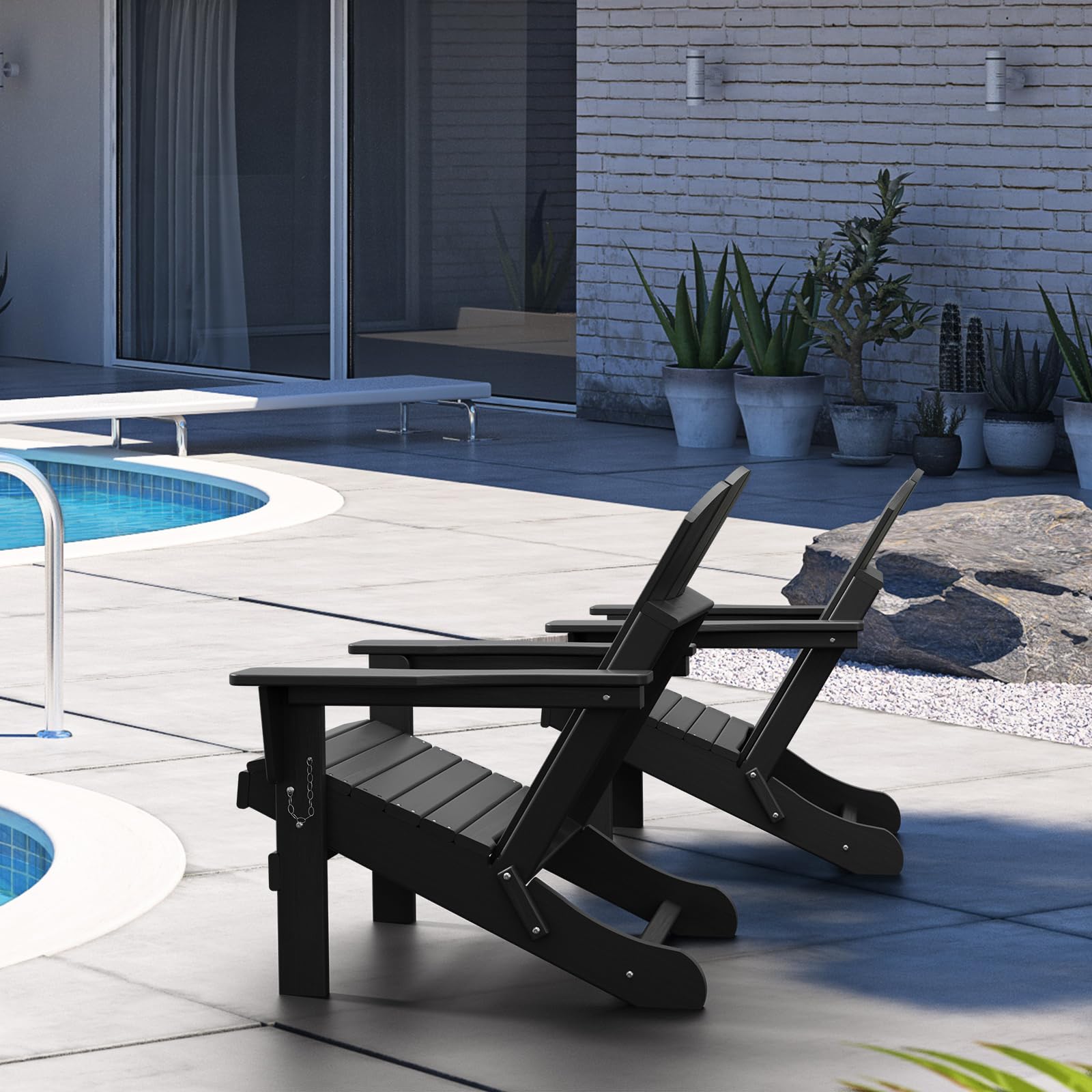 WUTUTUEE Adirondack Chair, Folding, Weather Resistant, White, Composite Material, Modern Style, Fire Pit Plastic Chair for Patio, Deck, Garden