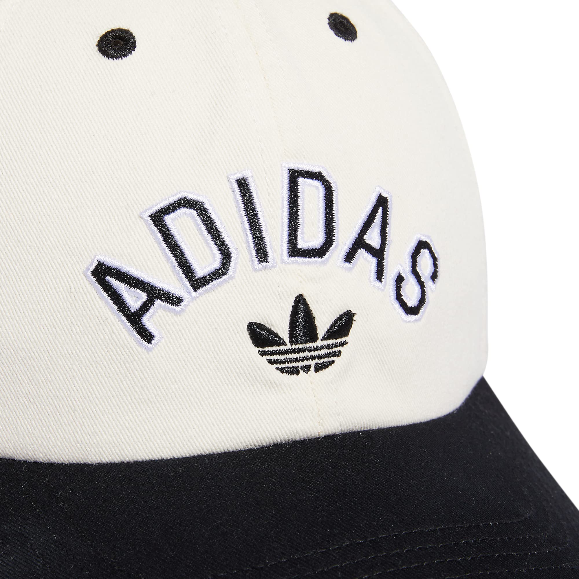 adidas Originals Men's New Prep Relaxed Adjustable Fit Washed Cotton Hat, Wonder White/Black, One Size