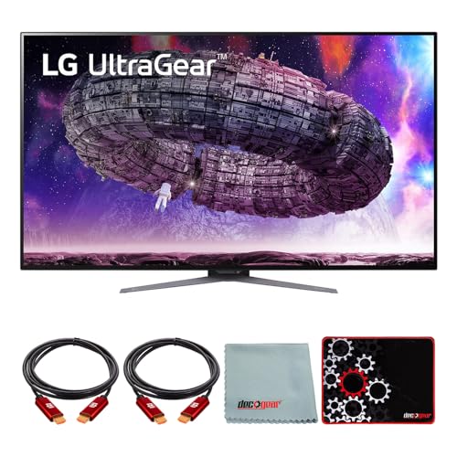 LG 48GQ900-B 48 inch Ultragear UHD OLED Gaming Monitor 120 Hz G-SYNC Compatible Bundle with Deco Gear HDMI Cable 2 Pack + Gamer Surface Mousepad + Screen Cloth