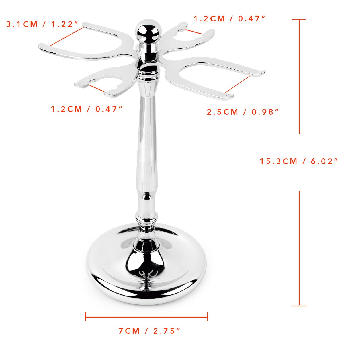 QSHAVE Deluxe 4 Prong Chrome Razor and Brush Stand, Prolong The Life of Your Shaving Brush