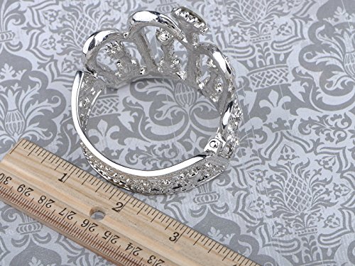 Alilang Silvery Tone Clear Crystal Colored Rhinestones Crown Tiara Princess Cuff Bracelet