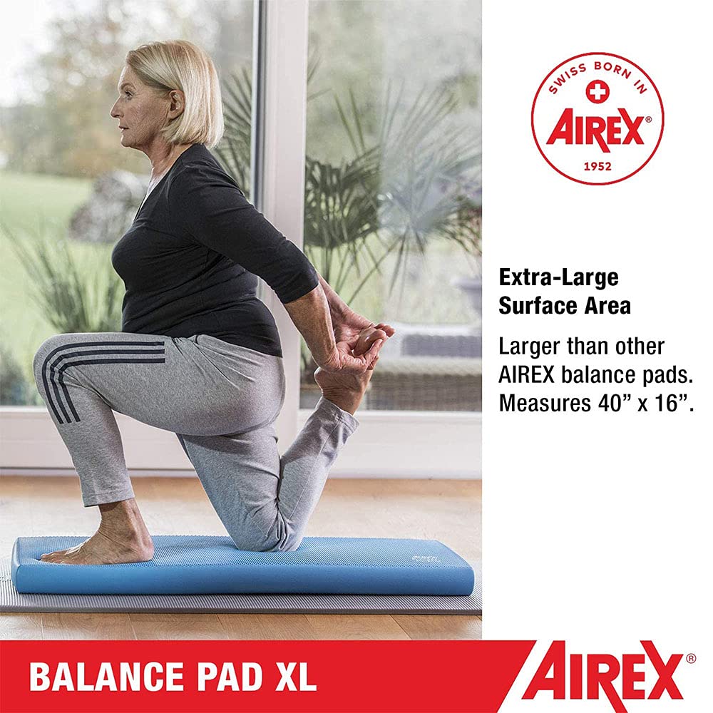 Airex Balance Pad - Exercise Foam Pad Physical Therapy, Workout, Plank, Yoga, Stretching, Standing Desk Balancing Stability Mat, Kneeling Cushion, Mobility Strength Trainer Knee, Ankle - XLarge, Blue