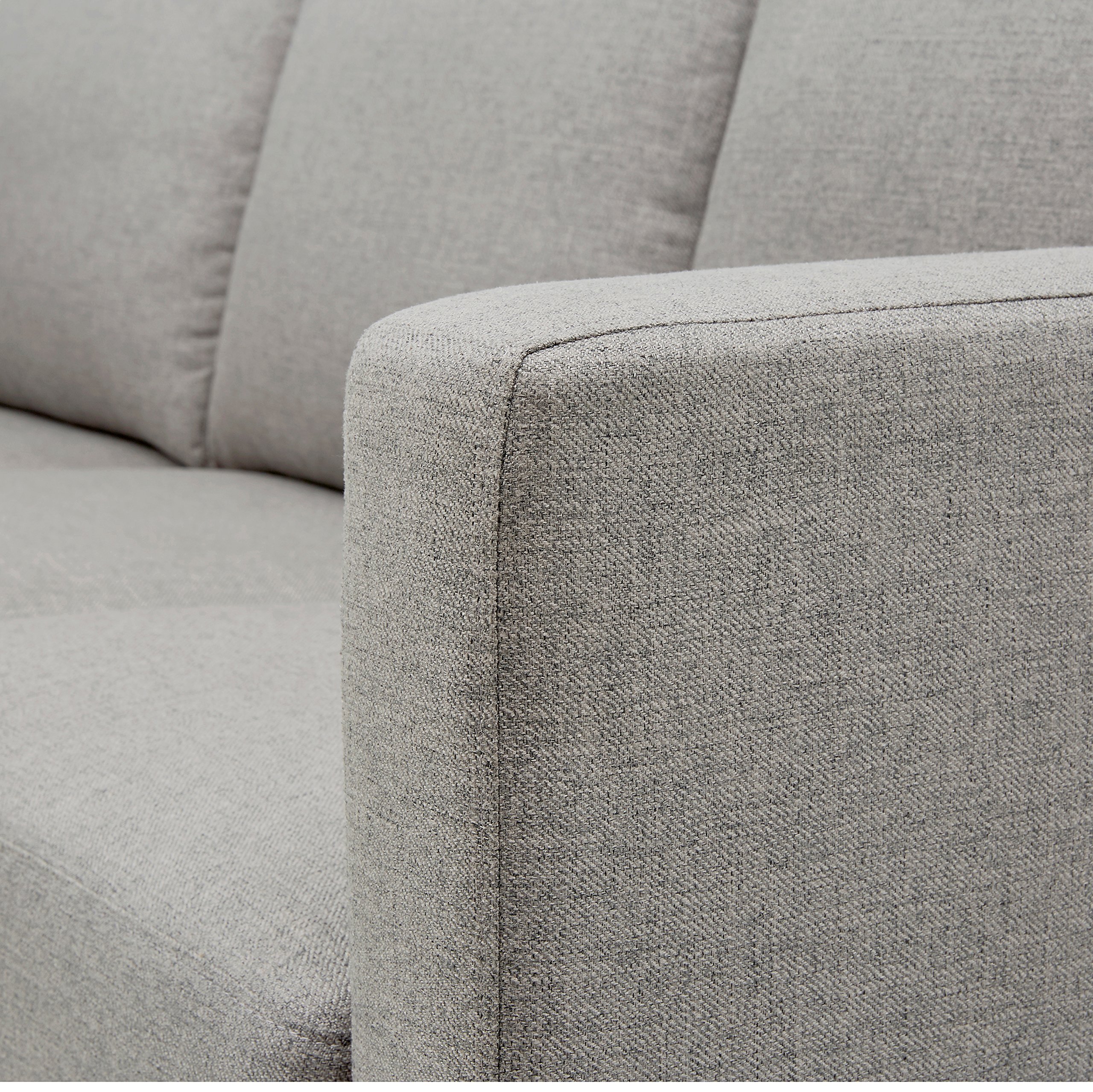 Amazon Brand Rivet Revolve Modern Upholstered Sofa Couch, 80";W, Grey Weave & Sloane Mid-Century Angled Leg Modern Ottoman, 31.9";W, Pebble