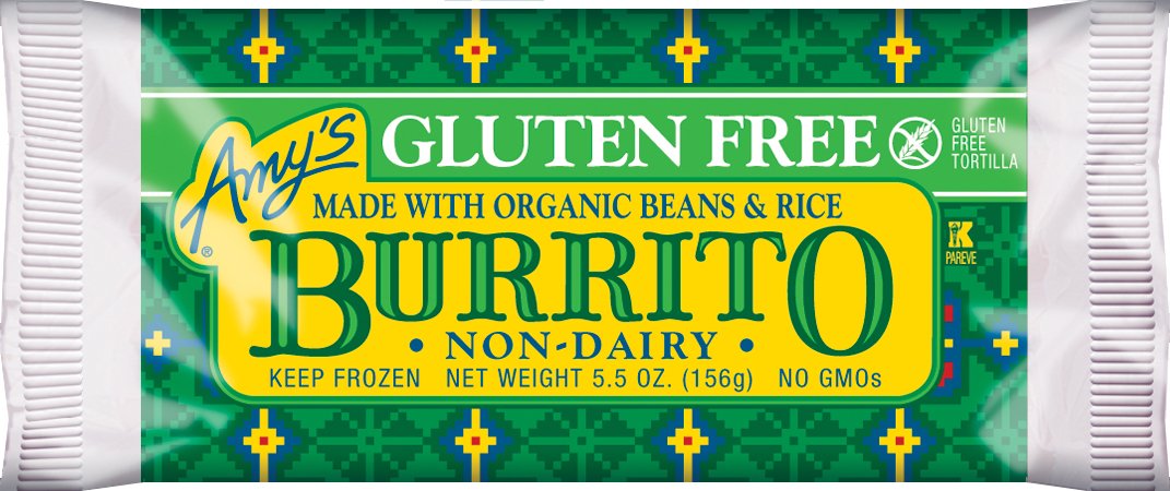 Amy's Burrito, Made with Organic Beans & Rice, Vegan, Kosher, Non-Dairy, Gluten Free & Non-GMO, 6 Ounce (Pack of 12)