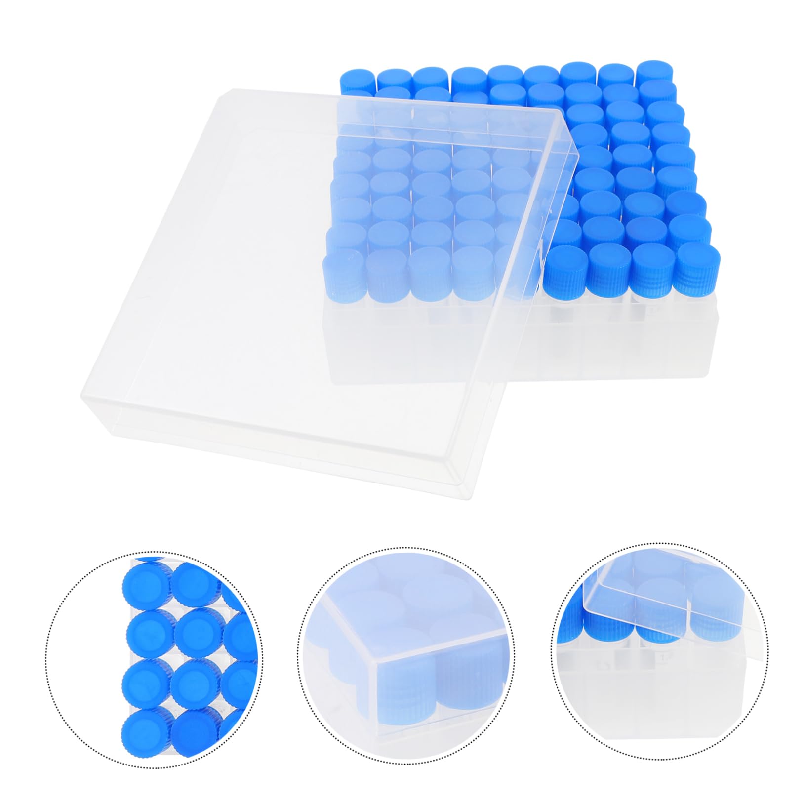 TEHAUX 1. 8ml Small Freezing Tubes Plastic Vials Sample Tubes with Screw Lid Box