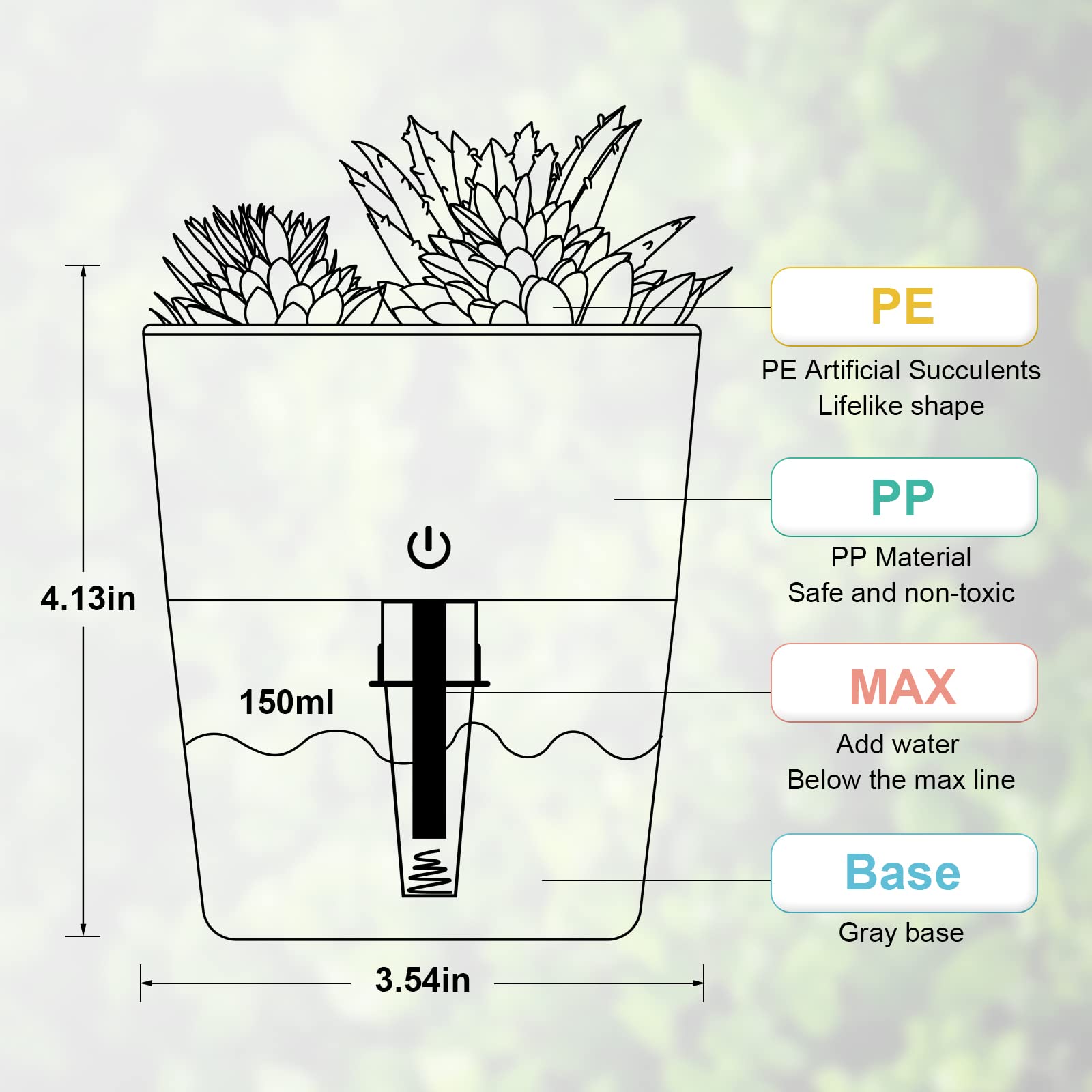 TAOYANG Portable Humidifier - Mini Cool Mist Humidifier 150ml USB Portable Air Humidifier Artificial Green Air Humidifier - Ultra Quiet & 2 Mist Modes - Cool Mist Diffuser for Desktop Office Bedroom