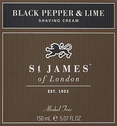 St James of London Black Pepper & Lime Shave Cream Jar, 5.07oz