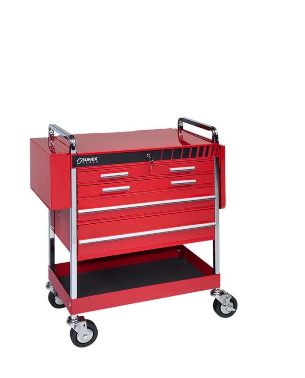 Sunex 8045 Professional 5 Drawer Service Cart with Locking Top- Red