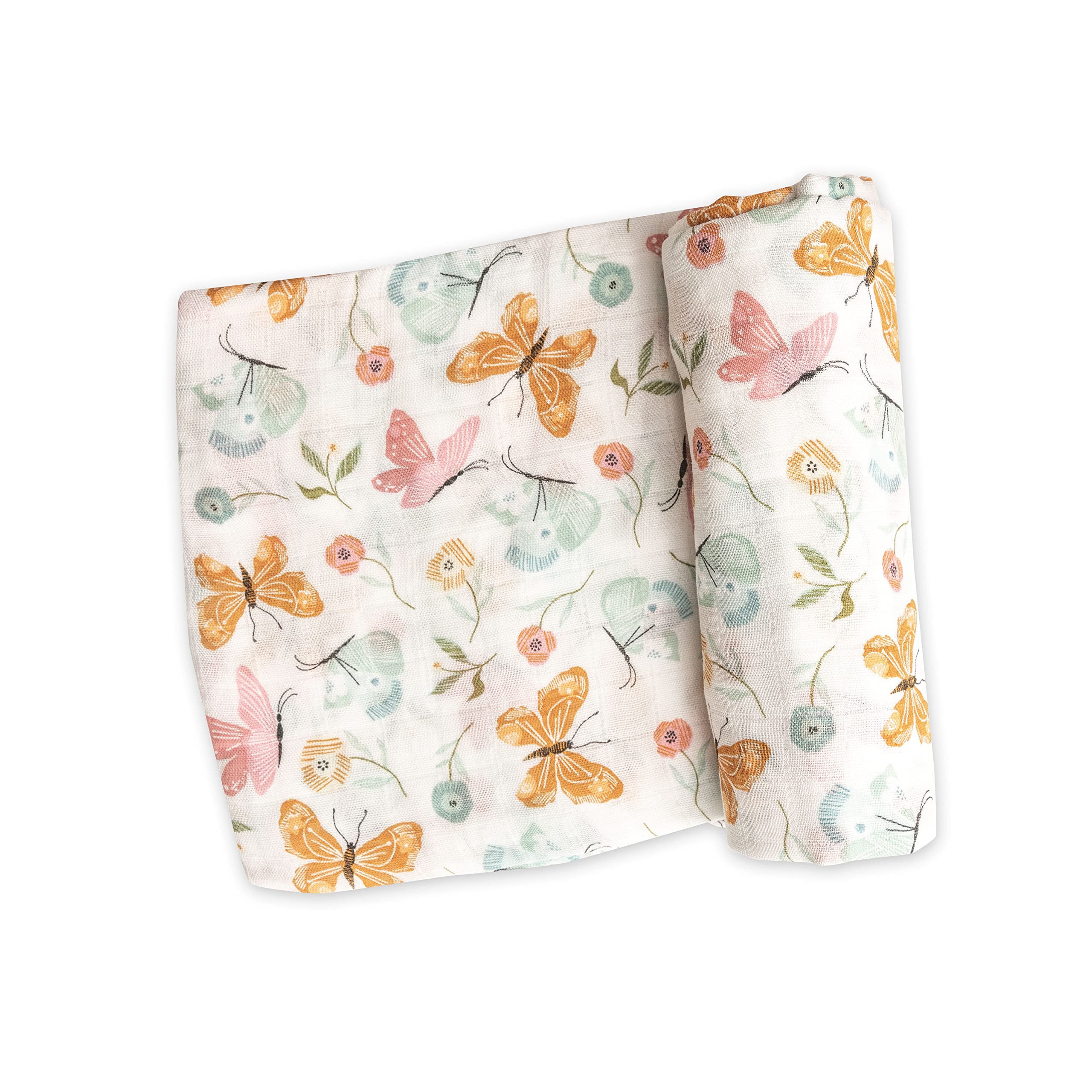 Angel Dear Pretty Butterflies/White Swaddle Blanket O-S