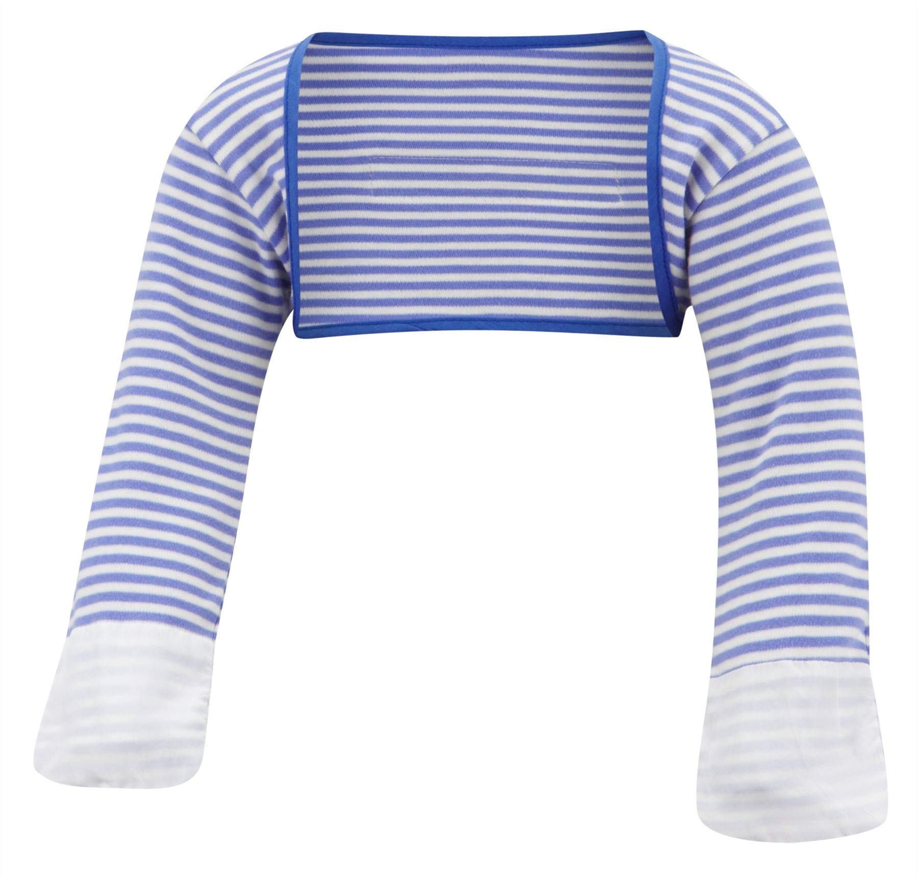 ScratchSleeves | Baby Boys' Stay-On Scratch Mitts | Stripes | Blue and Cream | 12-18m