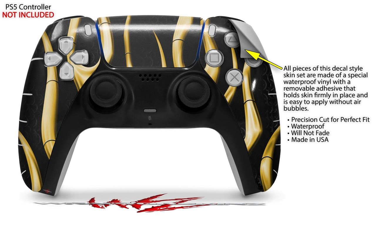 WraptorSkinz Skin Wrap compatible with Sony PS5 DualSense Controller Metal Flames Yellow (CONTROLLER NOT INCLUDED)