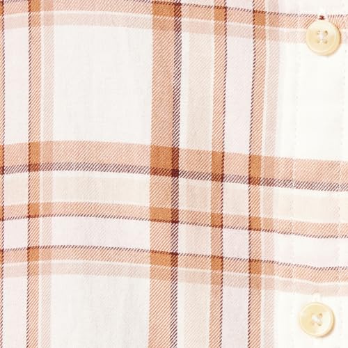 Amazon Essentials Women's Classic-Fit Long-Sleeve Lightweight Plaid Flannel Shirt, Black White Large Plaid, Large