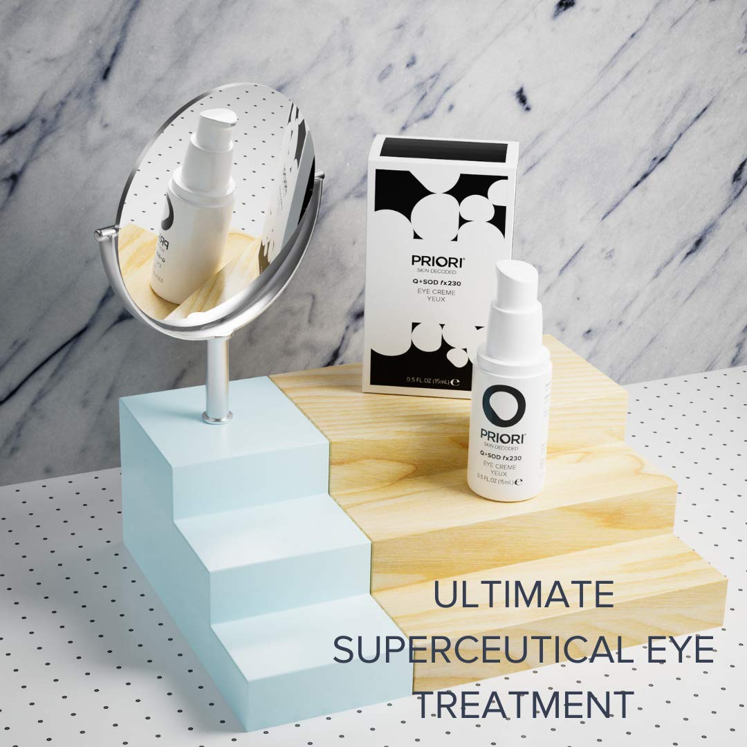 Priori Skincare Eye Crème with CoQ10 Lactic Acid Retinol Caffeine SOD Age Defying Eye Cream Corrective Hydrating Rejuvenating Eye Treatment 0.5 fl oz