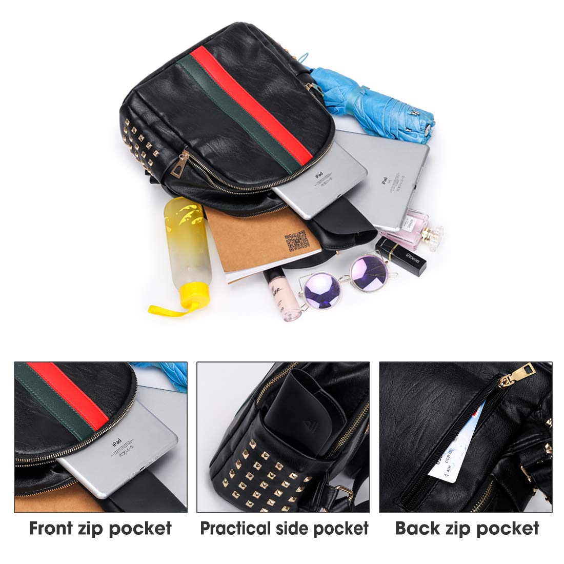 Alovhad Pu Leather Mini Backpack For Women Purse Cute Daypack Bag Fashion Shoulder Bag (A-Small Black)