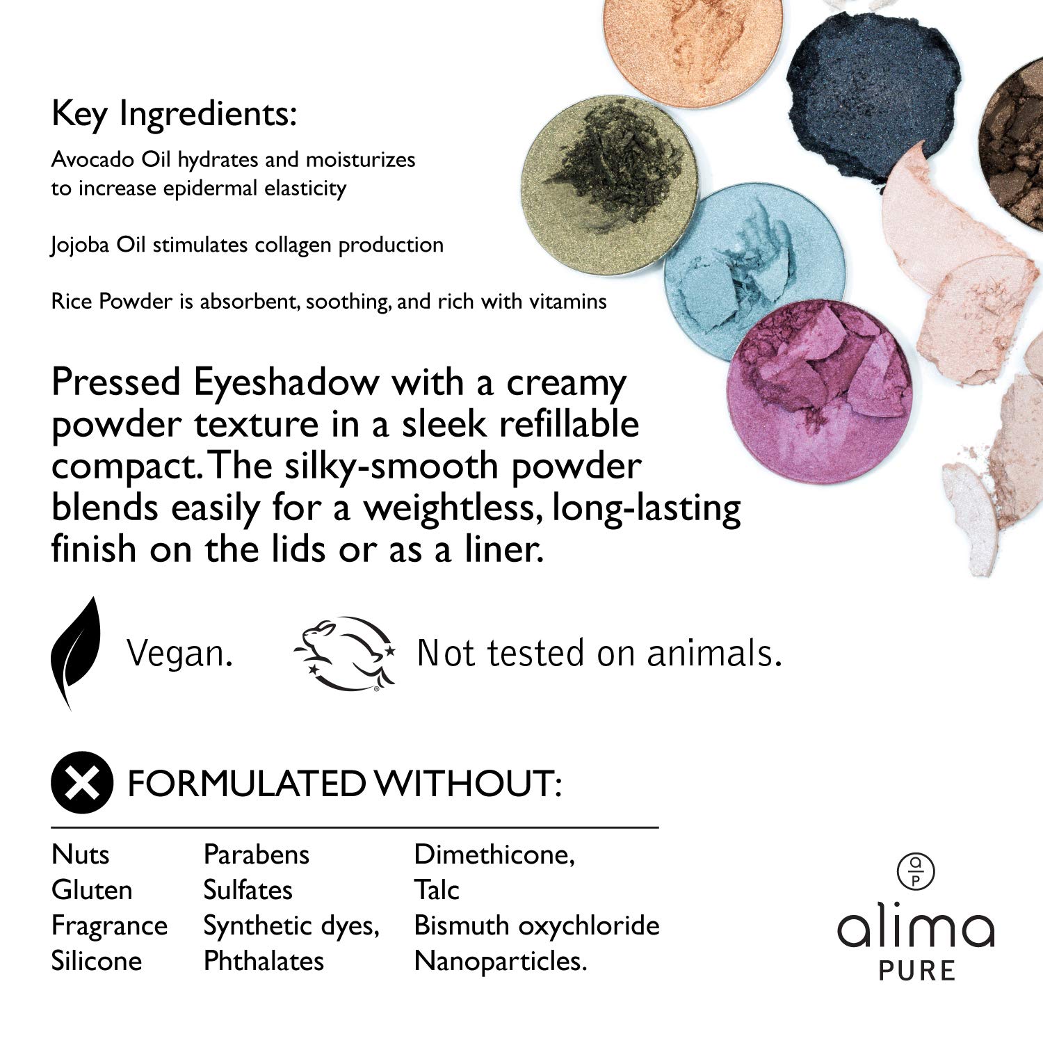 Alima Pure Pressed Eyeshadow - Eyeshadow Singles- Long-lasting Blendable Natural, Matte or Glitter Eyeshadow (0.08 oz/ 2.5 g) | Mirage