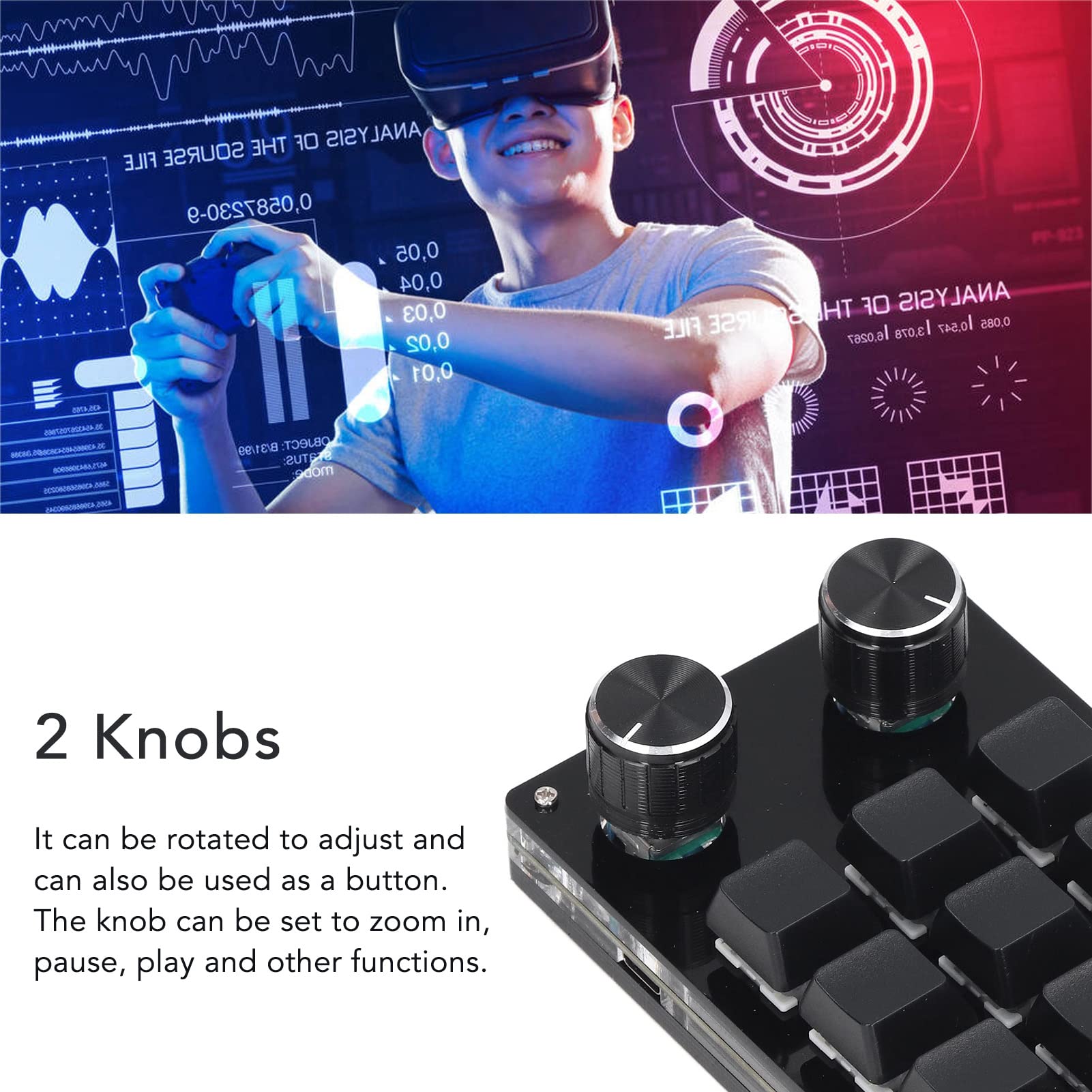 DAUERHAFT PC Gaming Keyboard, Portable Programmable Computer Keyboard and Mechanical Gaming Keyboard, Customizable Mechanical Keyboard and Computer Game Hardware with 1 USB Cable, 12 Keys, 2 Buttons