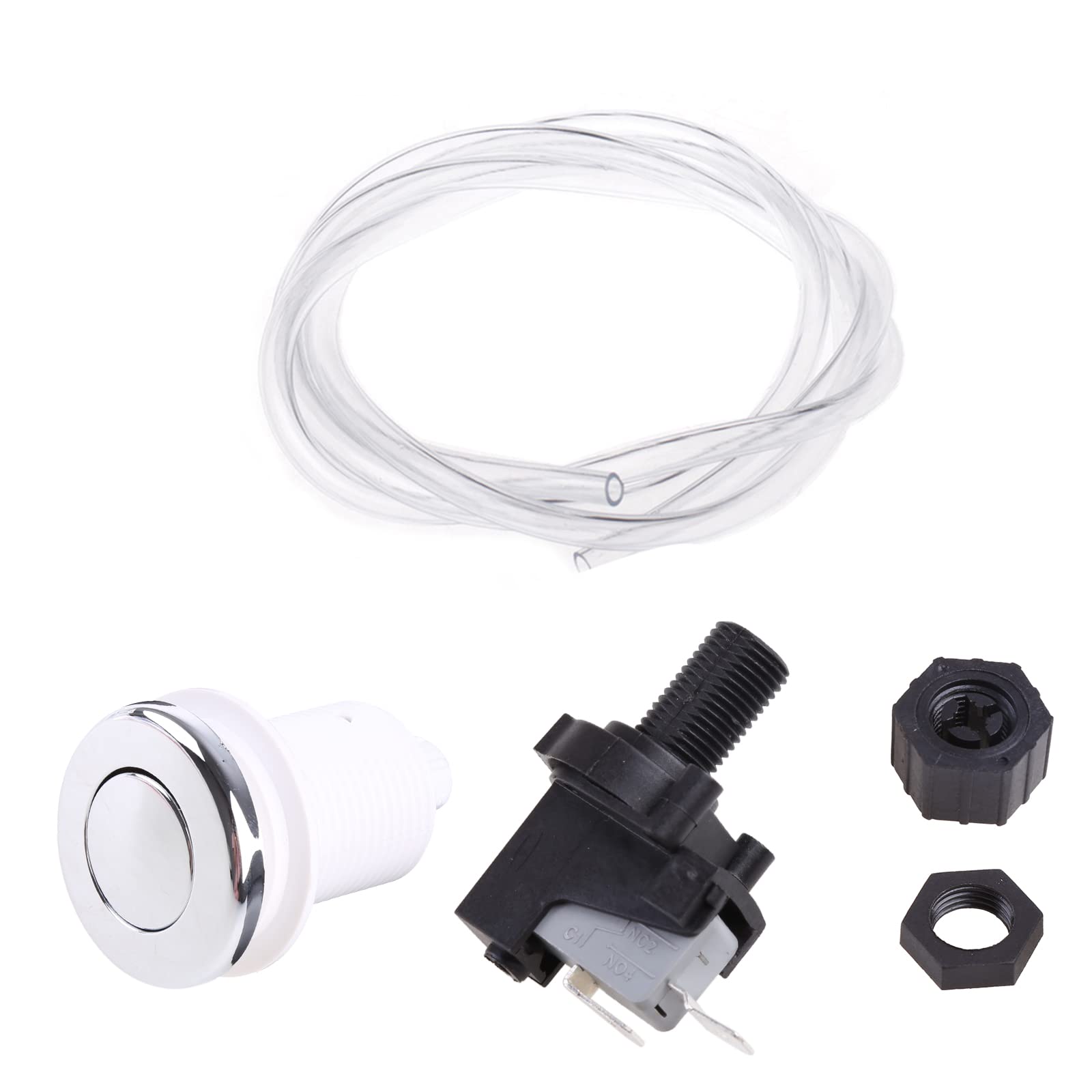 Yuly Professional Garbage Disposal Turn On/Off Sink Top Air Switch Kit with Hose for Any Garbage Disposal Unit and Bathtub Push Button Switch On Off Waterproof Momentary Led Control Lever Handle