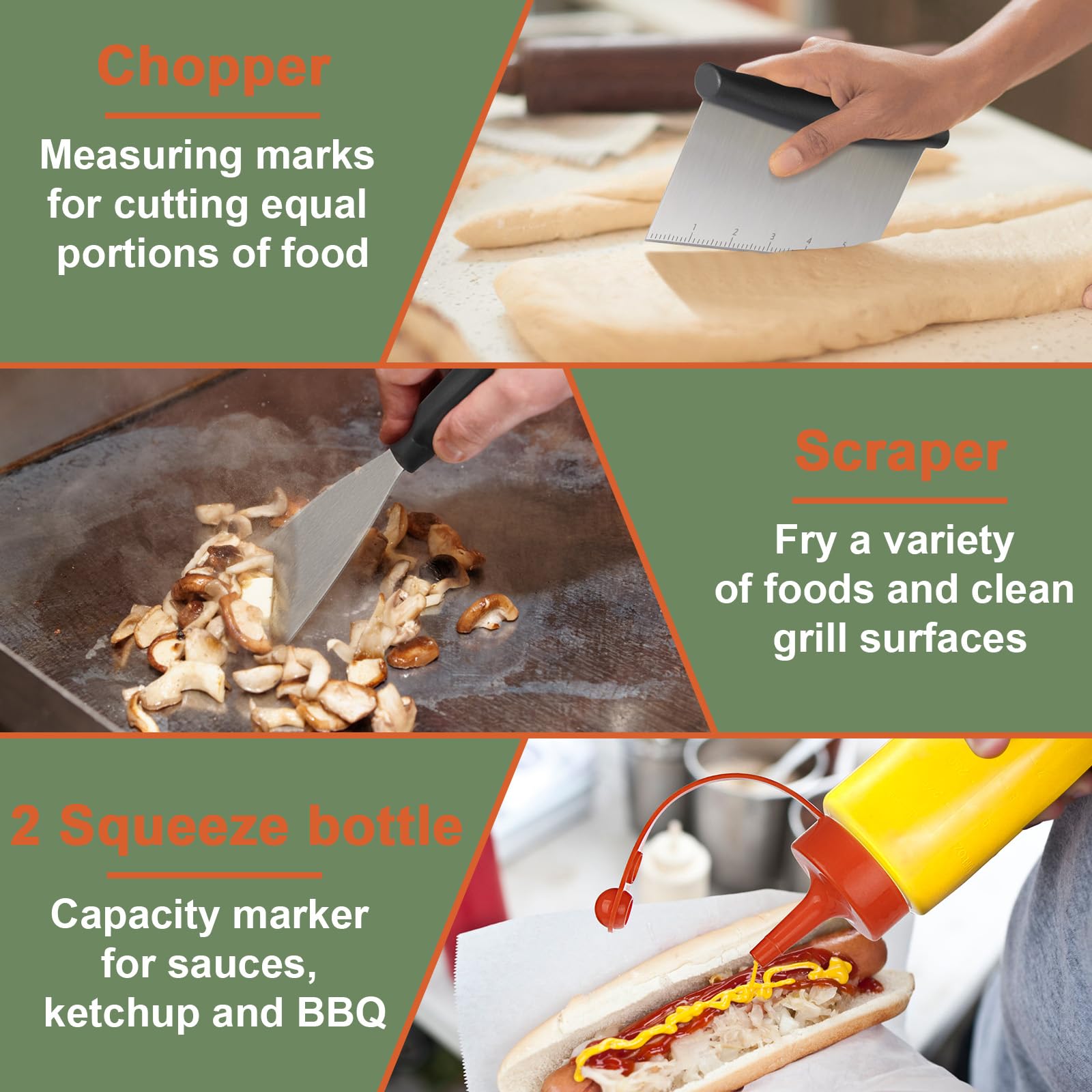 AIKKIL Griddle Accessories Kit, 18 pcs Flat Top Grill Accessories Kit, Professional BBQ Grilling Accessories Set, Enlarged Spatula, and More Griddle Tools