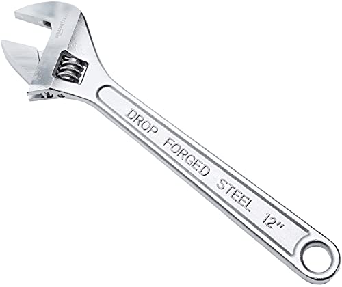 Amazon Basics 4-Piece Chrome-Plated Adjustable Wrench with Inch/Metric Scale, Includes: 6-Inch (152mm), 8-Inch (203mm), 10-Inch (254mm), 12-Inch (305mm)