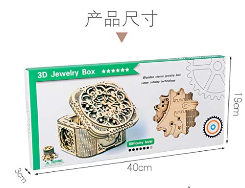 Quenny creative wooden mechanical transmission jewelry box,assembled model Valentine's day gift.
