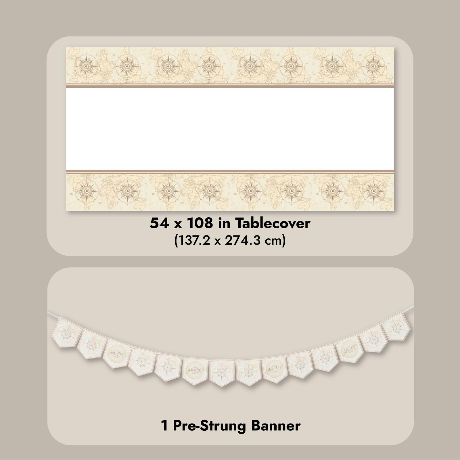 BLUE PANDA 170 Piece A New Adventure Begins Party Decorations for Baby Shower, Graduation, Serves 24 Includes Travel-Themed Plates, Napkins, Cups, Tablecloth and Banner