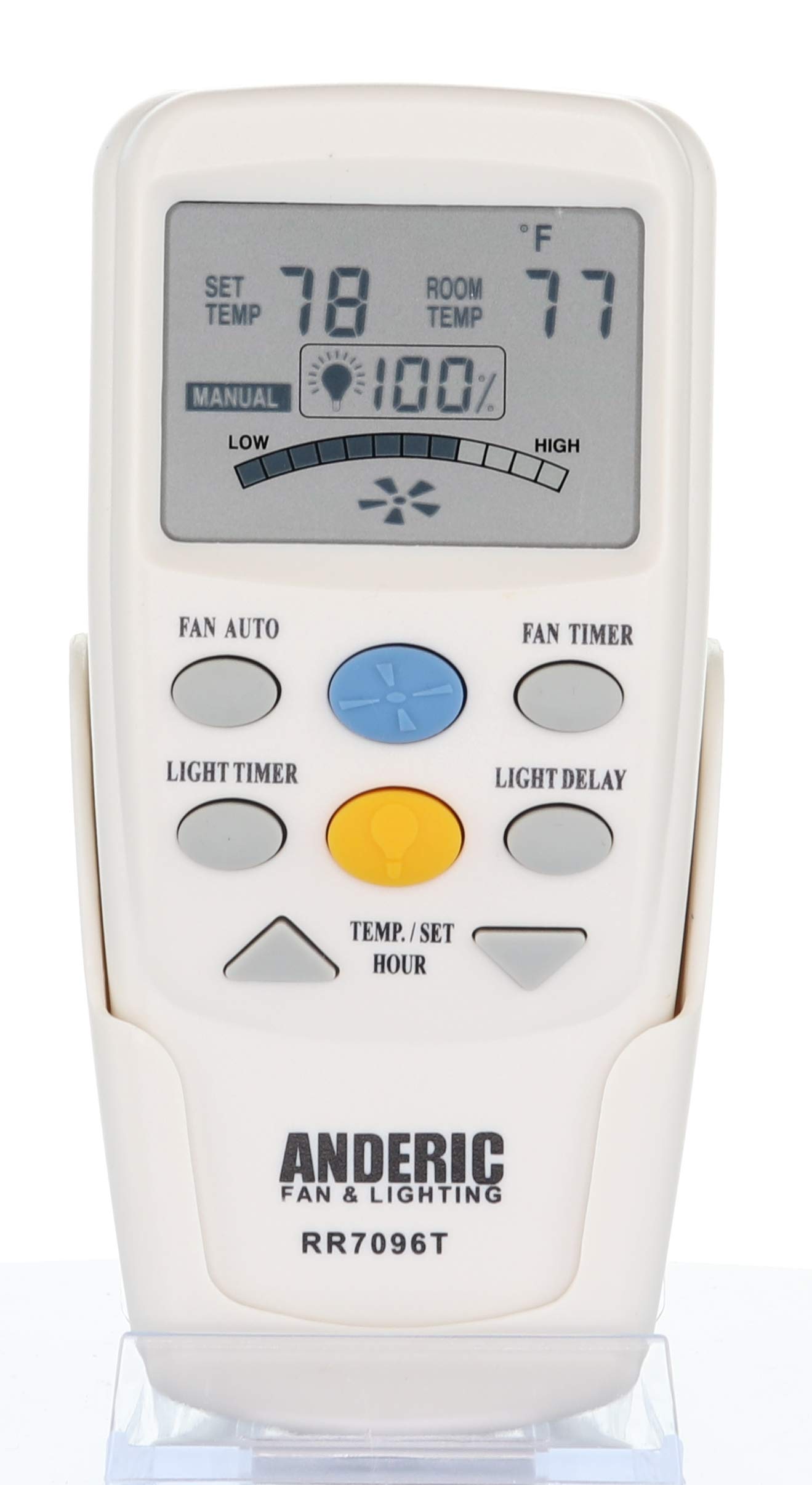 Anderic Replacement for Hampton Bay CHQ7096T with Fan Timer Key Thermostatic Remote Control for Hampton Bay Ceiling Fans (FCC ID: CHQ7096T, UC7096T, CHQ8BF7096T, CHQ8BT7096T) - Ivory - RR7096T