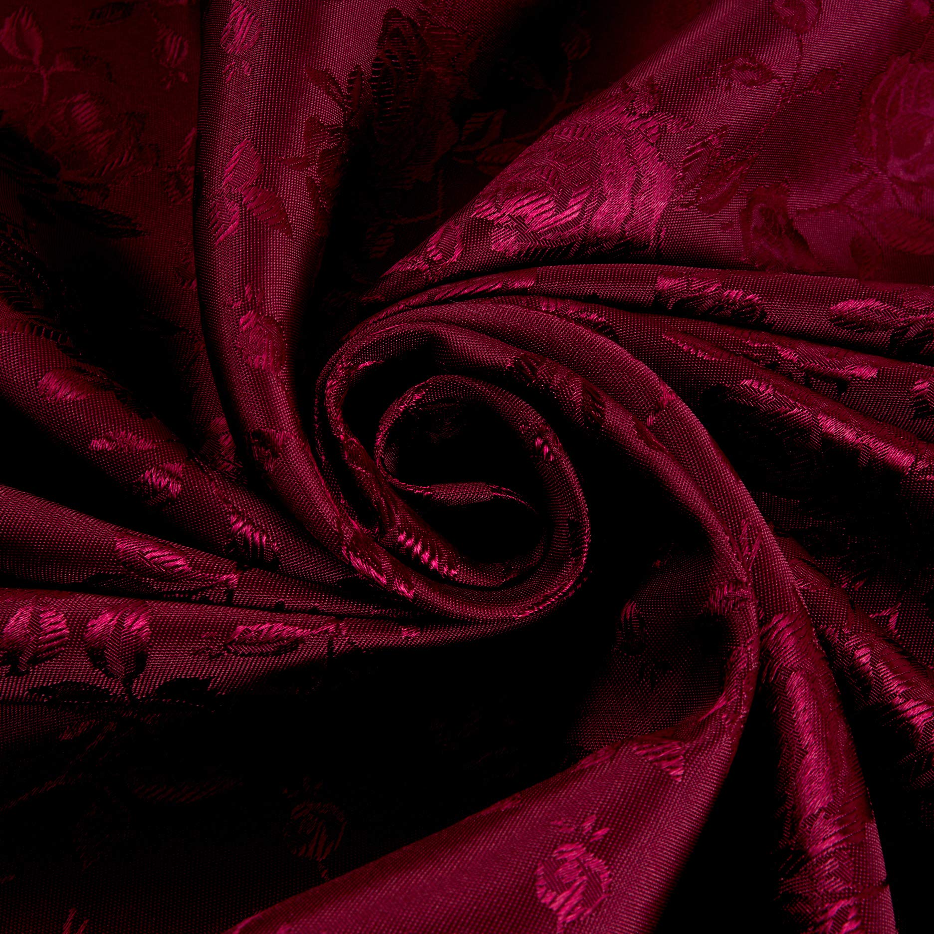 Rose Satin Jaquard Burgundy, Fabric by the Yard