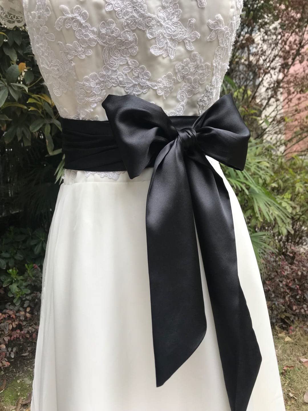 AIMECHA Special Occasion Dress Sash Wedding Sash Bridal Belts 4'' Wide Double Side (Black)