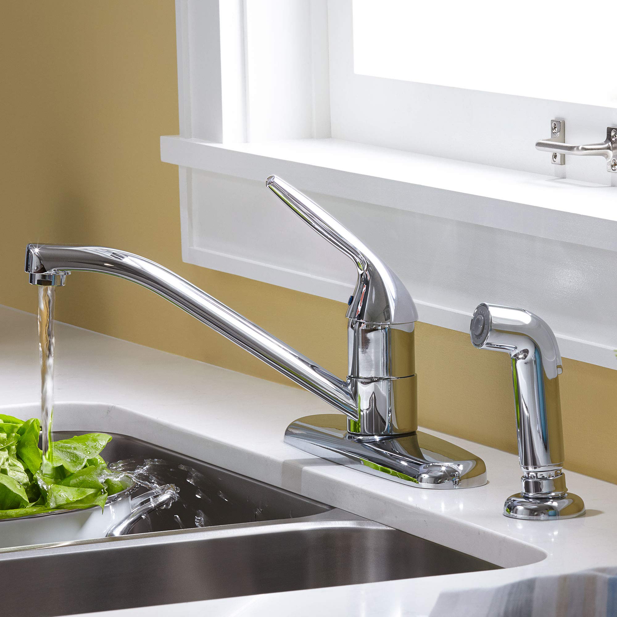 American Standard 4175701.002 Colony Choice 1-Handle Kitchen with Side Spray Faucet, Polished Chrome