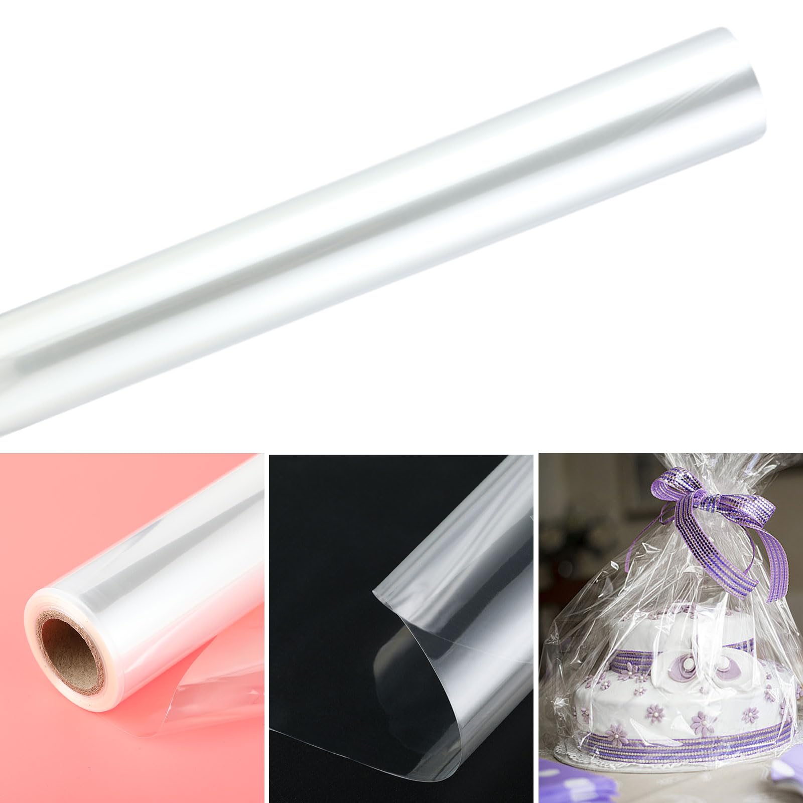 Adorox 40" Inch 100' Ft (FOLDED) Clear Cellophane Wrap Roll Christmas Holidays Thanksgiving Easter Halloween Mothers Day (Meets FDA specifications)