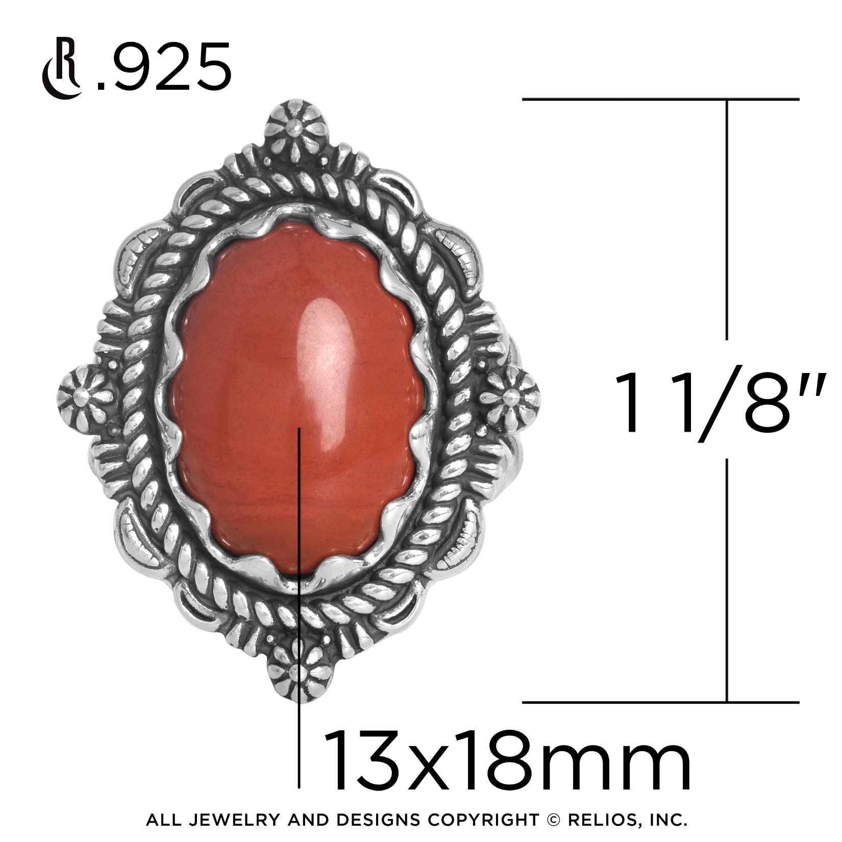 American West Sterling Silver Women's Statement Ring Red Jasper Gemstone Size 6