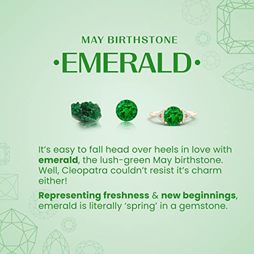 Angara U Prong Emerald and Diamond Half Eternity Wedding Band for Women in 14K White Gold (2mm Emerald) - May Birthstone
