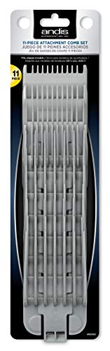 Andis Snap-On Blade Attachment Combs - Suitable for Hair Clipper Trimmer, Professional Use, Easy Clean, Long-Lasting - Sizes, 0", 0.5", 1", 1.5", 2", 3", 4", 5", 6", 7", 8" - 11/Piece Set, Gray