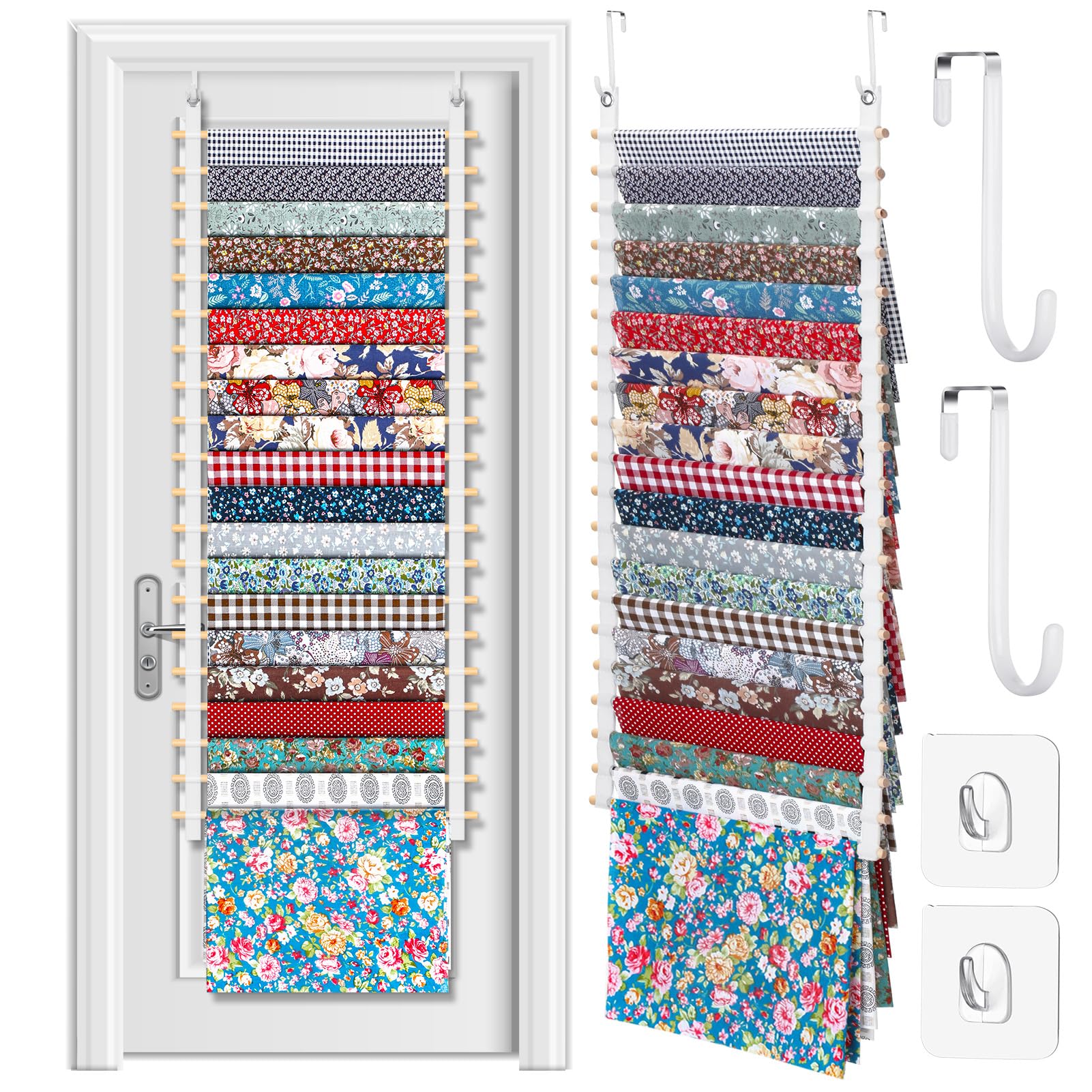 Anglechic Hanging Fabric Storage Organizer Over The Door 20-Shelf Fabric Organizer Wall Mount Fabric Display Sewing Quilting Fabric Collection with 4 Hooks for Folding and Storing Fabric (Large)