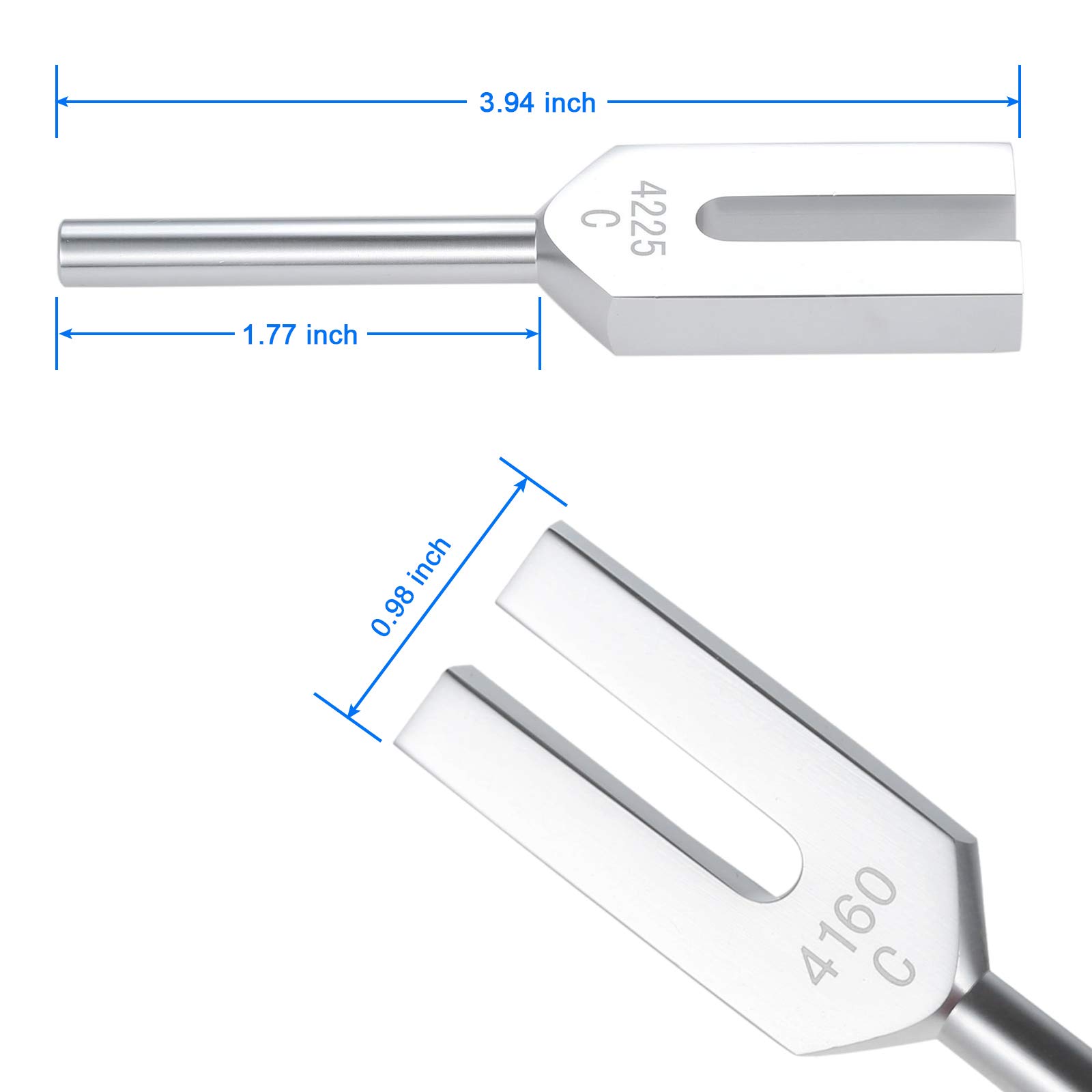 Angel Tuning Forks Set - 4096 Hz, 4160 Hz, 4225 Hz for Sound Healing, Musical Instrument, Therapy, with Silicone hammer and Soft Storage Bag